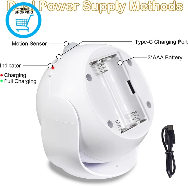 MOTION SENSOR NIGHT Light, LED Indoor Wall Light with Battery Operated ...