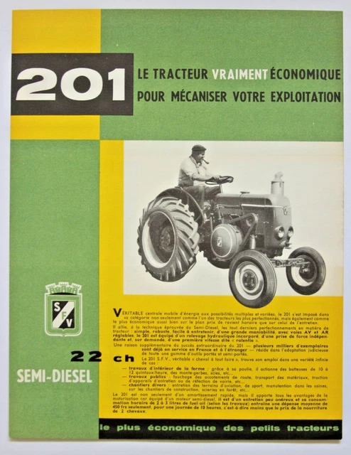 PROSPECTUS BROCHURE TRACTEUR SFV 201 Société Française VIerzon tractor ...