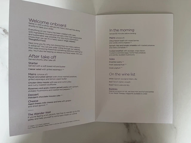 VIRGIN ATLANTIC UPPER Class Menu 2024 London - LA £4.99 - PicClick UK
