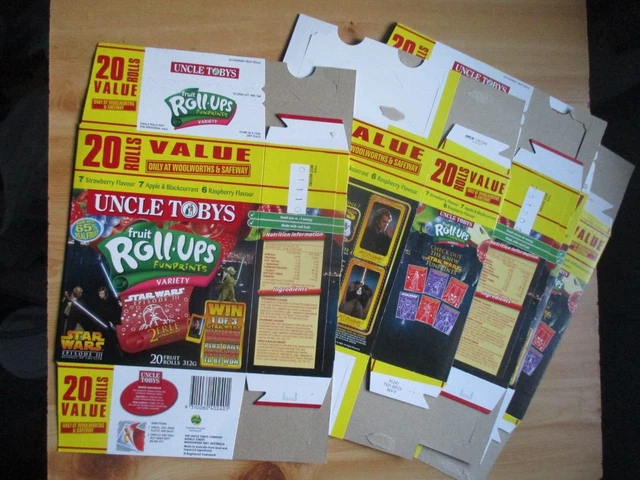 EMPTY CEREAL PACKET Uncle Tobys Fruit Roll-Ups "Star Wars Episode 111 ...