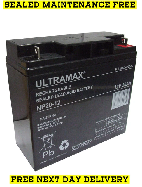 ULTRAMAX NP20-12, 12V 20Ah Scellé Plomb Acide - AGM - Vrla Batterie EUR ...