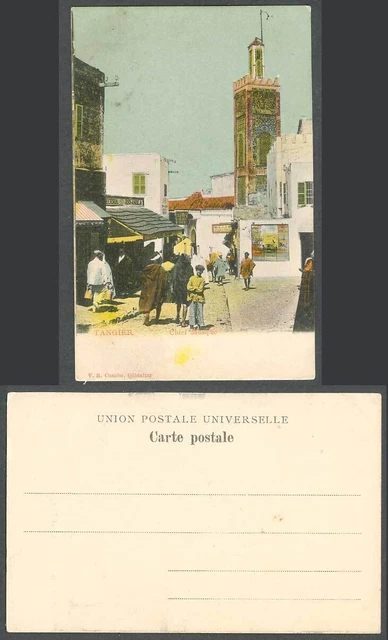 MOROCCO OLD POSTCARD Tanger Tangier, Chief Mosque, Street Spanish Bazar ...