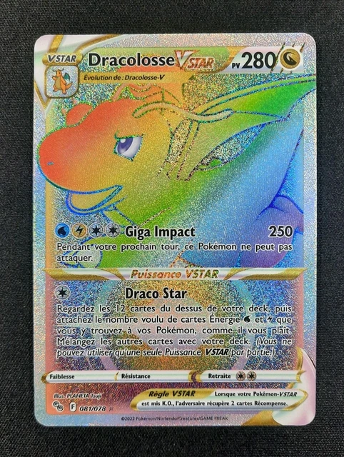 CARTE POKÉMON : Dracolosse Vstar Rainbow 2022 Pokémon Go 081/078 NM 🇲🇫 ...