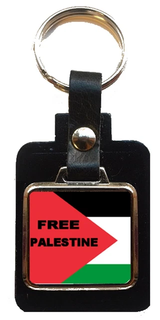 FREE PALESTINE GAZA Freedom Black Leather Square Key Fob In A Velvet ...