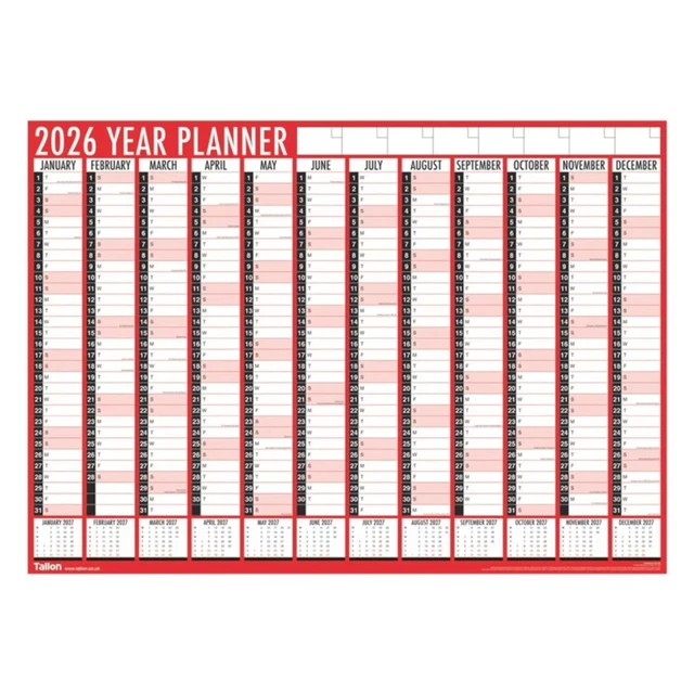CALENDRIER ANNUEL A1 2026 Non Monté 84Cm X 60Cm Bureau À Domicile EUR 3 ...