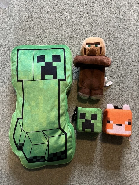 MINECRAFT PLUSH SOFT Toy Bundle Creeper Villager Fox Cushion Keyring ...