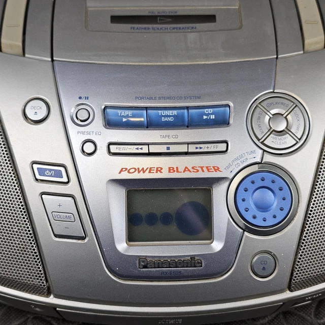 PANASONIC RX-ES25 PORTABLE Stereo System Boombox Silver Tape Deck Tuner ...