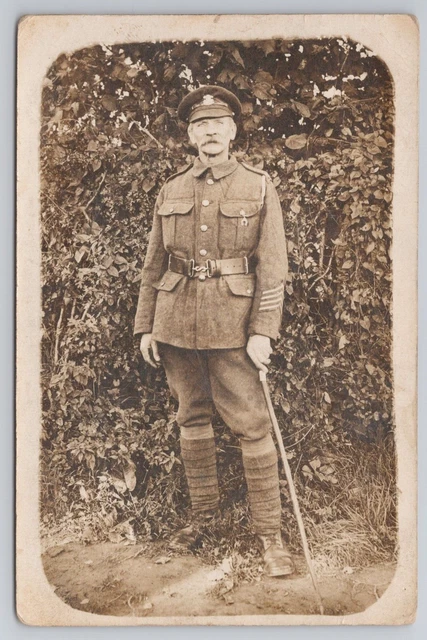 POSTCARD RPPC WW1 WWI British Soldier Field Portrait Staff Sergeant ...