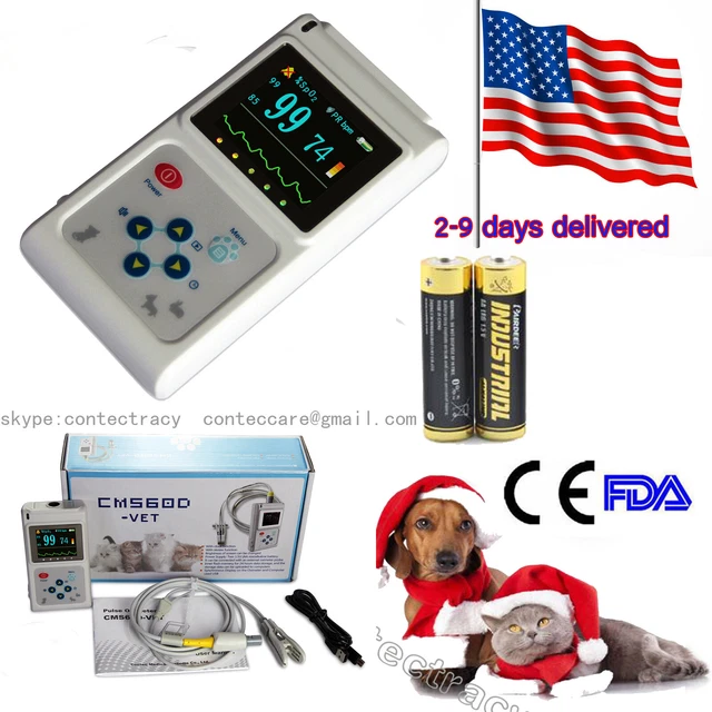 HANDHELD VETERINARY PULSE Oximeter VET Tongue SpO2 Probe PC Software ...