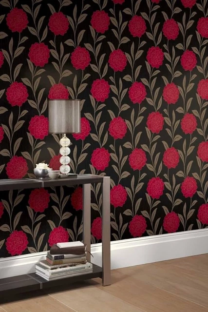 ARTHOUSE OPERA EVIE Black Red Heavyweight Wallpaper 615101 £8.99 ...