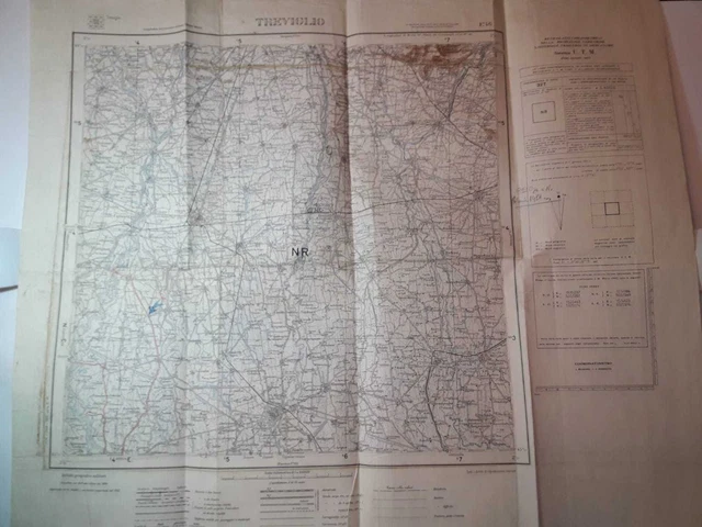 MAPPA CARTA GEOGRAFICA Treviglio militare ricognizione parziale anno ...