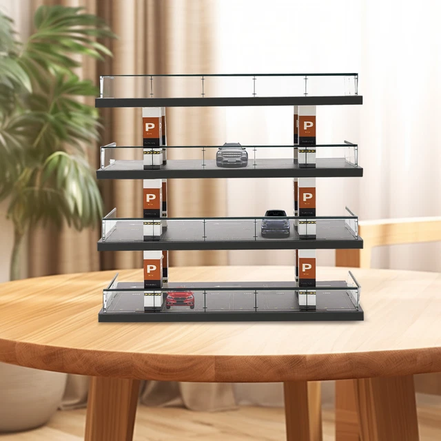 DIORAMA 4-STORY 1/64 Acrylic Garage Model Car Parking Lot Backdrop Car ...