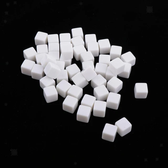 50PIECES SQUARE EDGE Blank Dices D6 Six Sided RPG Gaming Dice Gift ...