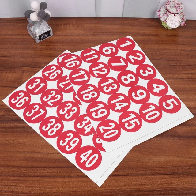 40 PCS COUNT Inventory Numbered Stickers Roll Adhesive Numbers Self ...