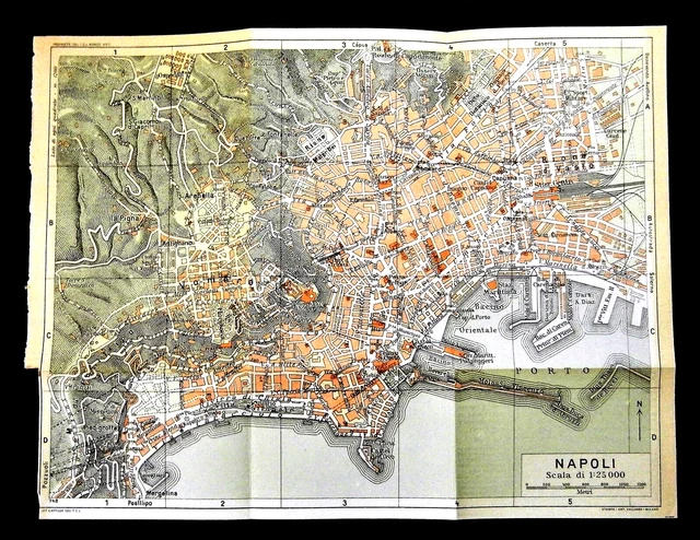 1939 MAPPA TOPOGRAFICA Citta di NAPOLI,PORTO..CITTA.SCALA 1:25000.HACHETTE.AETNA EUR 14,41 ...
