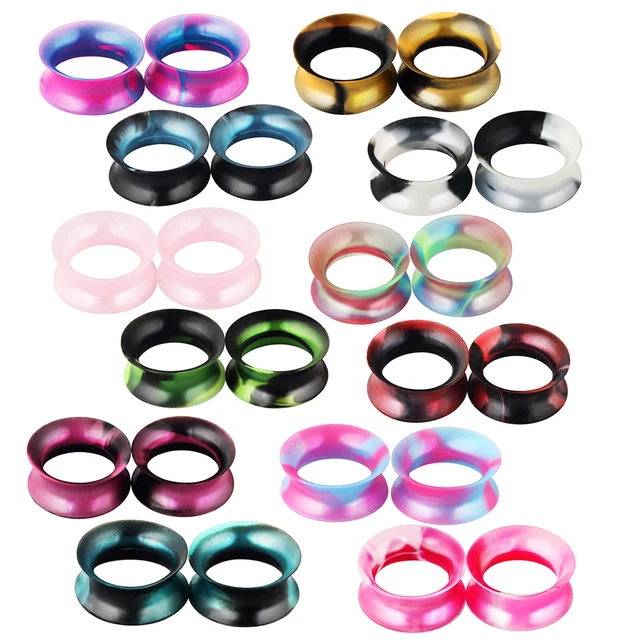 2PC GRAFFITI FLESH Tunnel Flexible Silicone Double Flare Saddle Ear ...