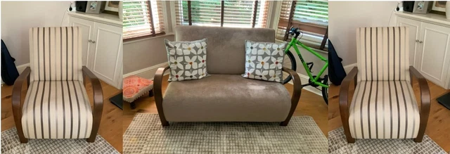 A SET OF Beautiful Laura Ashley Darwin Art Deco Style Sofa and 2 ...