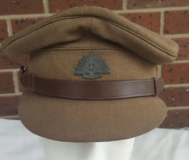 WW2 AUSTRALIAN OFFICERS peak cap. Made in Jerusalem. W A Henderson ...