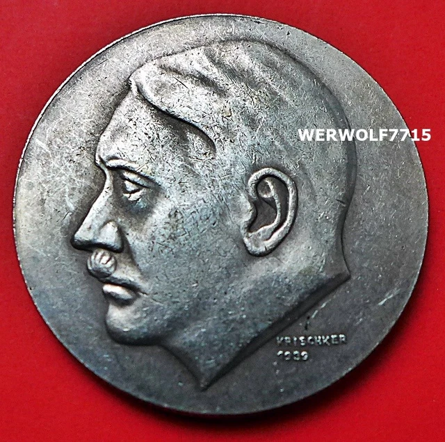 ADOLF HITLER 50TH BIRTHDAY GERMAN SUPERB Coin WW2 36mm EXONUMIA 3RD ...
