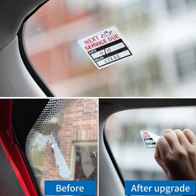 REMOVABLE WINDOW STICKER Stickers Next Service Due Reminder Labels Car ...