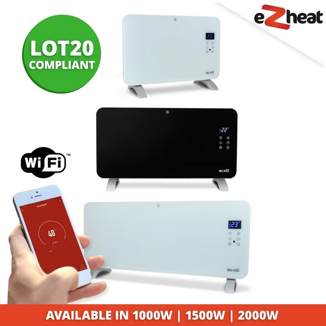 ELECTRIC SMART GLASS Panel Heater WiFi Panel Radiator - 1000W / 1500W ...