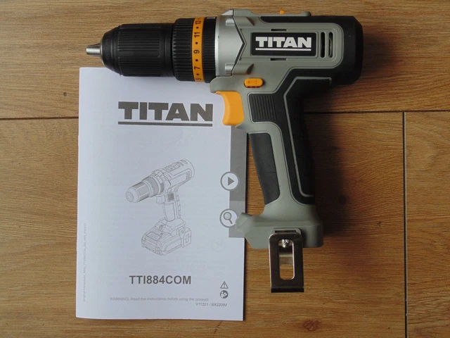 TITAN 18V CORDLESS combi hammer drill TTI884COM.BODY only £19.99 ...