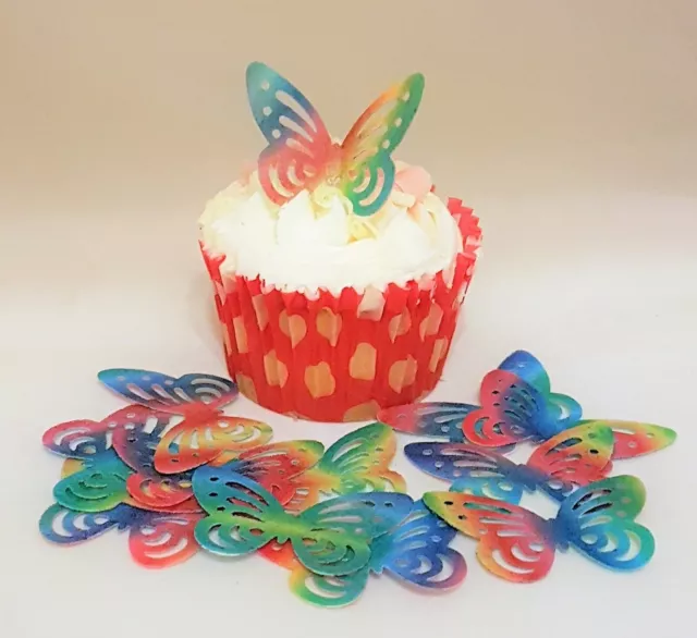 12 X Precut Edible Butterflies Wafer Paper Cupcake Decorations Toppers