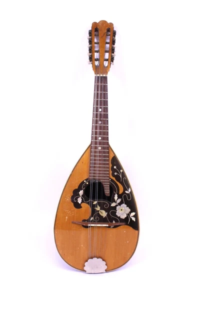 ANCIEN MARQUETERIE FLORALE mandoline Marcelli ventre rond inserts en ...