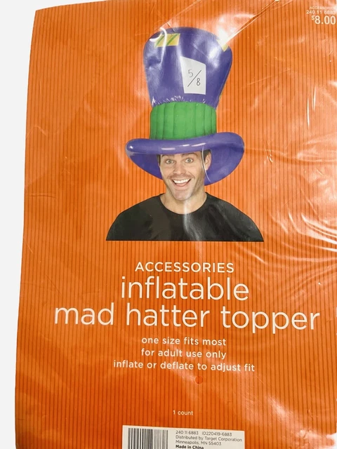 INFLATABLE MAD HATTER Alice in wonderland Topper Costume Hat OSFM £14. ...