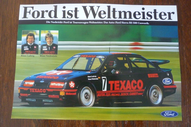 FORD SIERRA RS Cosworth original official racing poster Klaus Ludwig ...