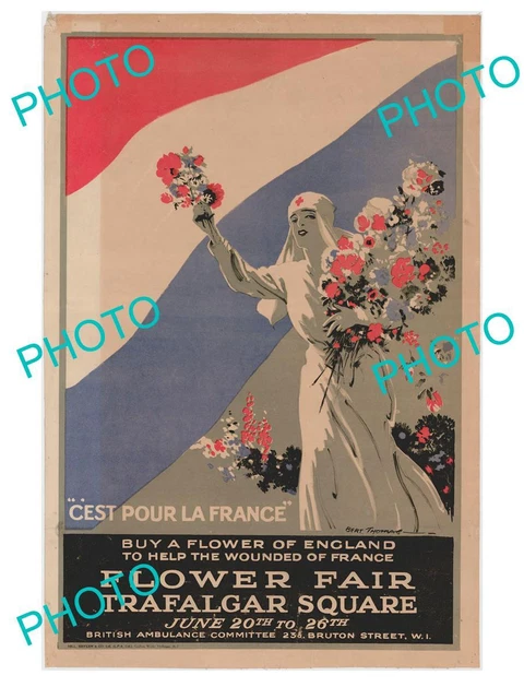 OLD HISTORIC PHOTO Of Wwi British Military Poster Flower Fair For ...