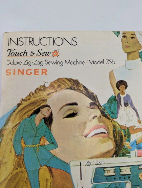 VINTAGE 1970 SINGER Touch & Sew Deluxe Zig-Zag SEWING MACHINE 756 ...
