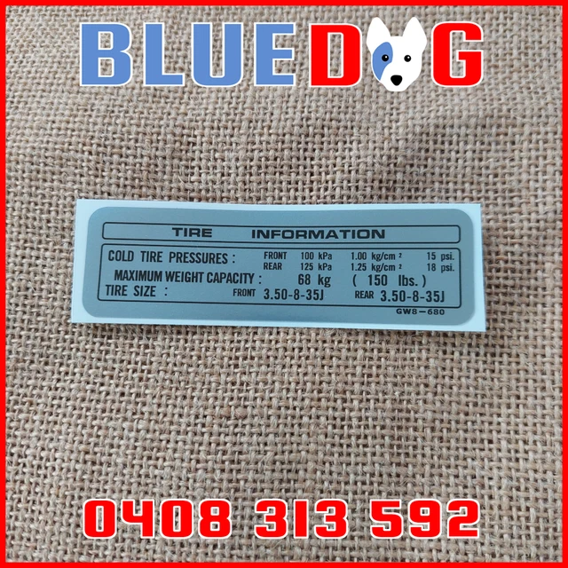 HONDA Z50 1992 93 Tyre Tire Information Decal Stickers Vinyl/Laminated ...