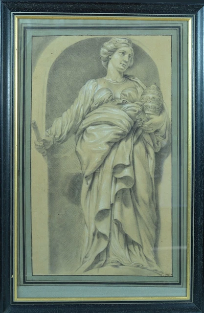 ANTIQUE PORTRAIT DRAWING Countess Mathilde de Canossa Allegory of ...