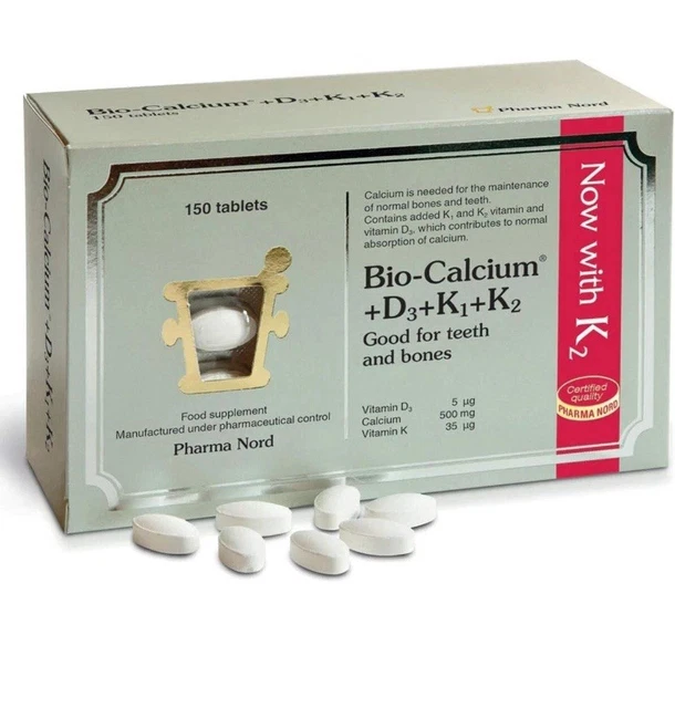 PHARMA NORD BIO-CALCIUM+D3+K1+K2 For Good Teeth and Bones 150 Tablets £ ...