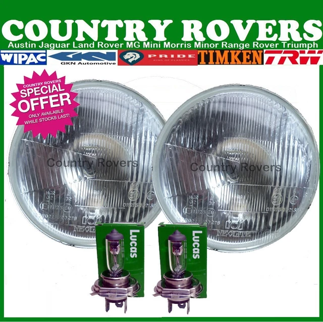 CLASSIC MINI HEADLIGHT Halogen Conversion Kit - 7 Inch Round + Lucas H4 ...
