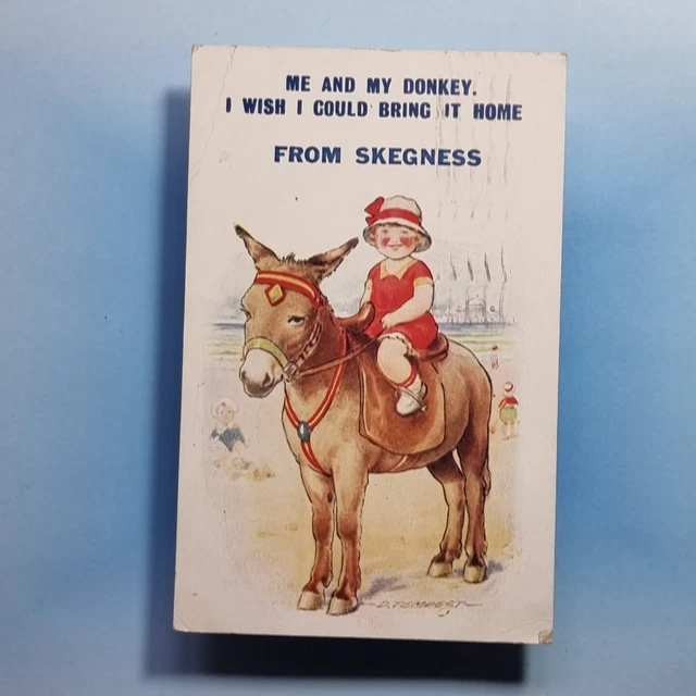 SKEGNESS COMIC POSTCARD 1933 Donkey Ride Young Girl Seaside D Tempest £ ...