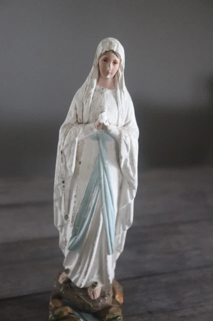 STATUETTE ANCIENNE EN plâtre de La Sainte Vierge Marie 28 cm EUR 39,99 ...