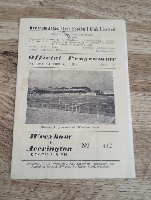 1950'S ACCRINGTON STANLEY aways season 1958/59 see photo good condition ...