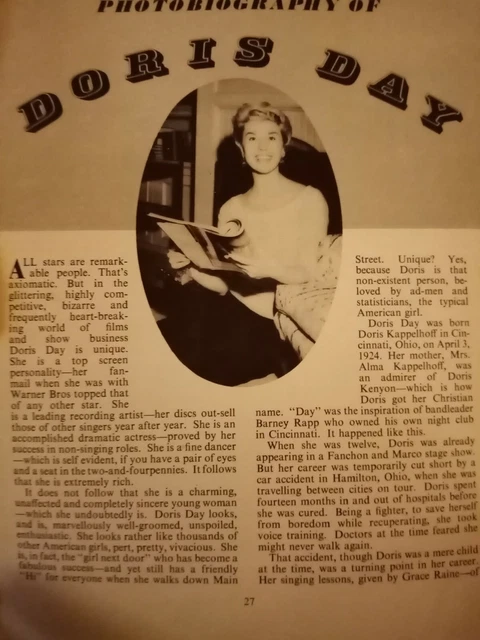 CR15 EPHEMERA 1950S film picture article Doris day £2.40 - PicClick UK