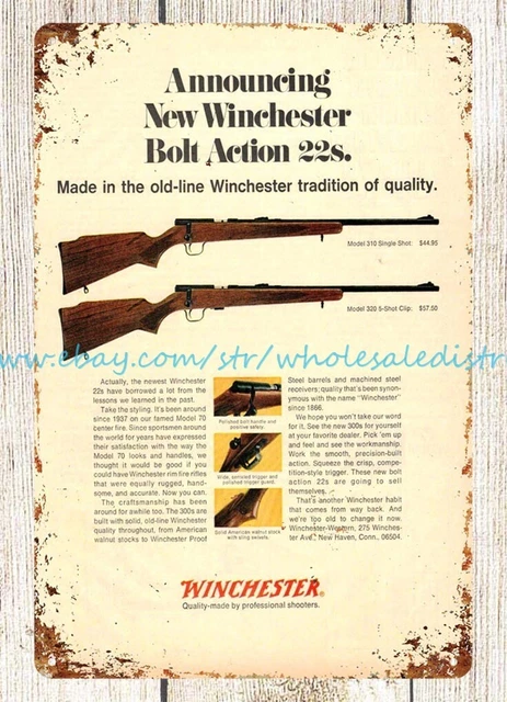 1971 WINCHESTER BOLT Action 22 rifles firearm gun metal tin sign pub ...