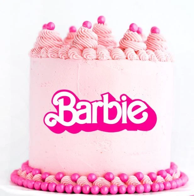 BARBIE LOGO EDIBLE Cake Topper Image Barbie Edible Cake Decoration ...