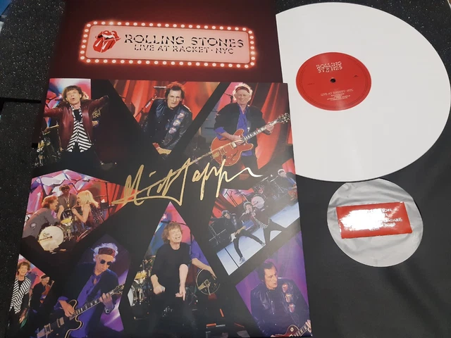 ROLLING STONES AUTOGRAPH Mick Jagger & Ron Wood white vinyl LIVE AT THE ...