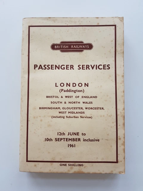 BRITISH RAILWAYS WESTERN Region Passenger Timetable June 1961 inc Map £ ...