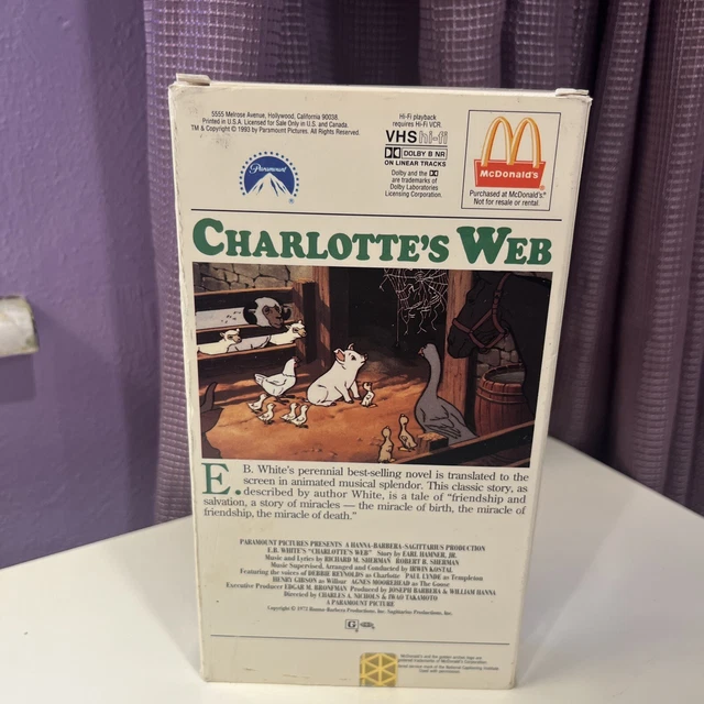 CHARLOTTE'S WEB (VHS) Classic Cartoon For Kids McDonalds promo $6.70 - PicClick AU