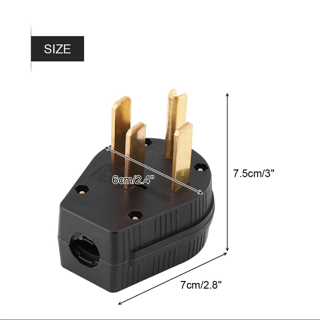 14-50P 1PC 50A 125/250V Straight Blade Angle Four Pin US Plug NEMA 14 ...