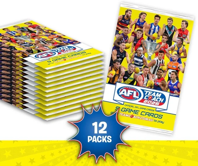 AFL TEAMCOACH 2026 Game Card Packs - 12 Packs - Footy Cards $64.99 ...