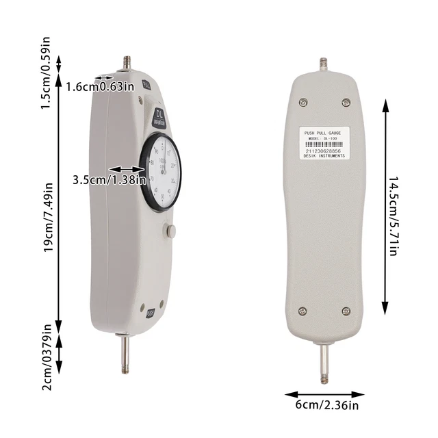 100 LBS PUSH Pull Force Gauge,Force Tester Force Gauge w/ 2 Modes & 5 ...