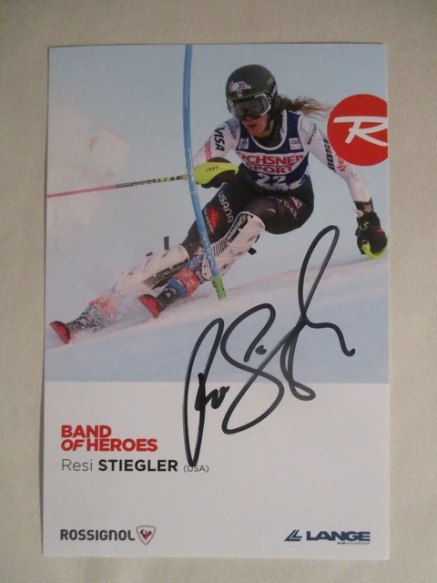 RESI STIEGLER, USA, Ski Alpin, seltene, handsignierte Autogrammkarte ...