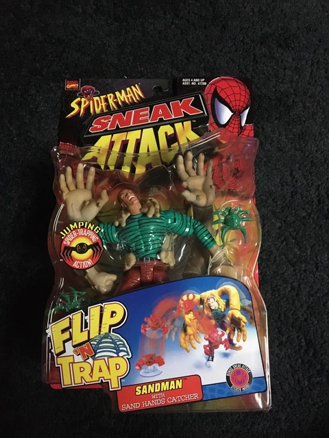 1998 TOY BIZ Marvel Spider-Man Sneak Attack Flip n Trap Sandman ...